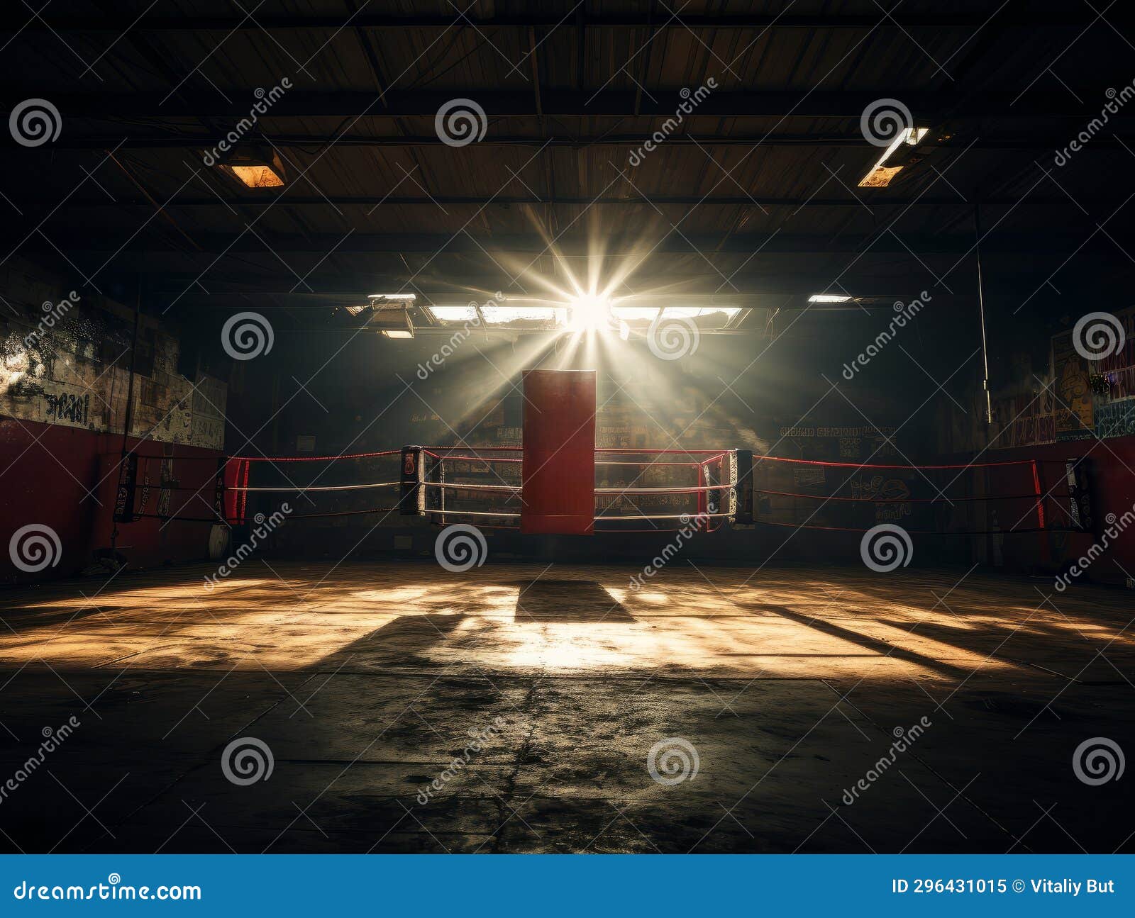 Epic Empty Boxing Ring Flooded with Sunlight AI Stock Image - Image of ...