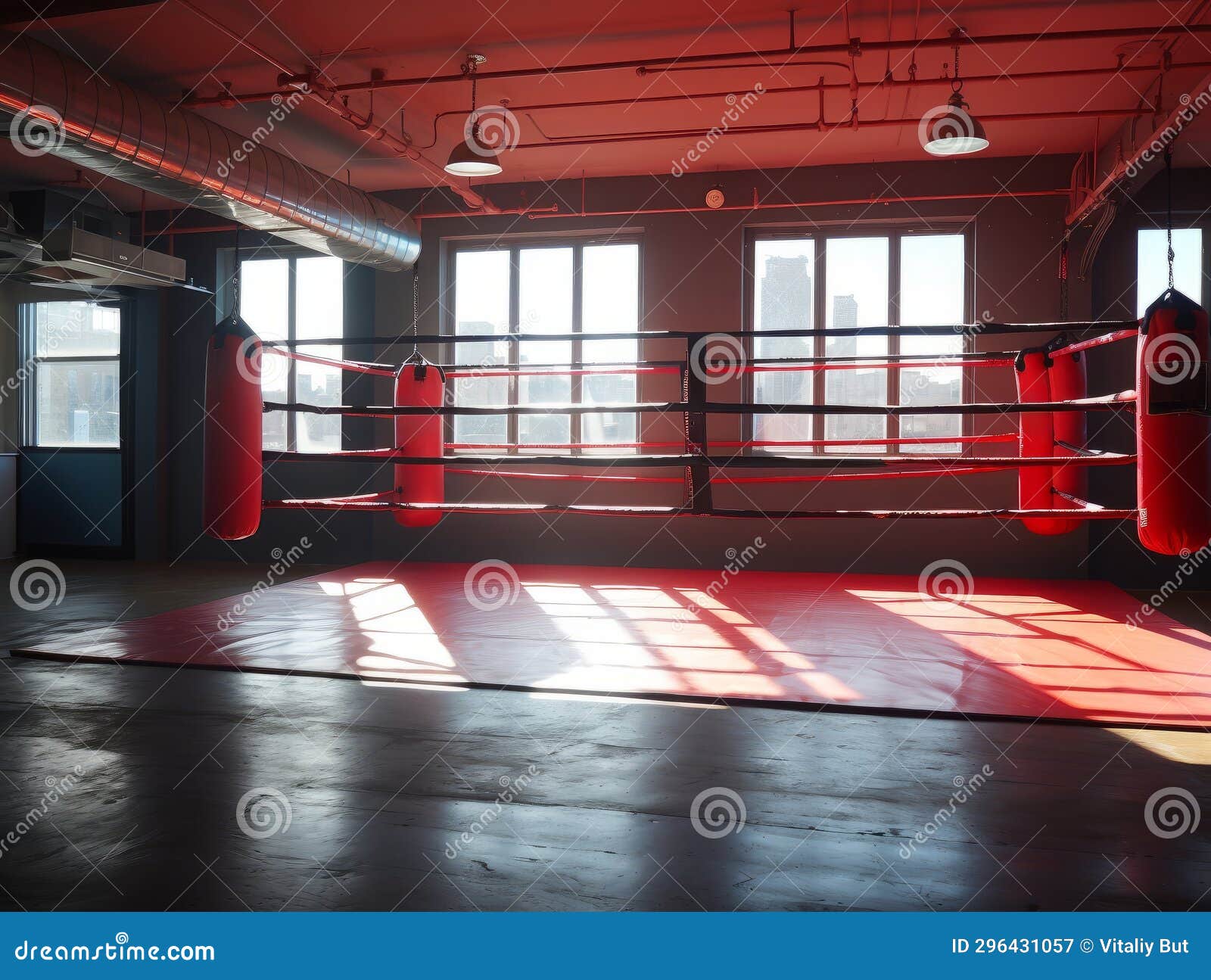 Epic Empty Boxing Ring Flooded with Sunlight AI Stock Image - Image of ...