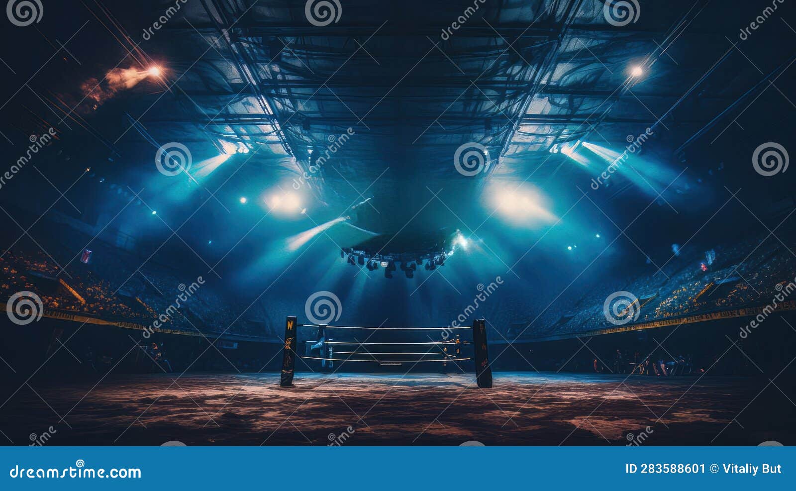 Epic Empty Boxing Ring in the Spotlight on the Fight Night AI Stock ...
