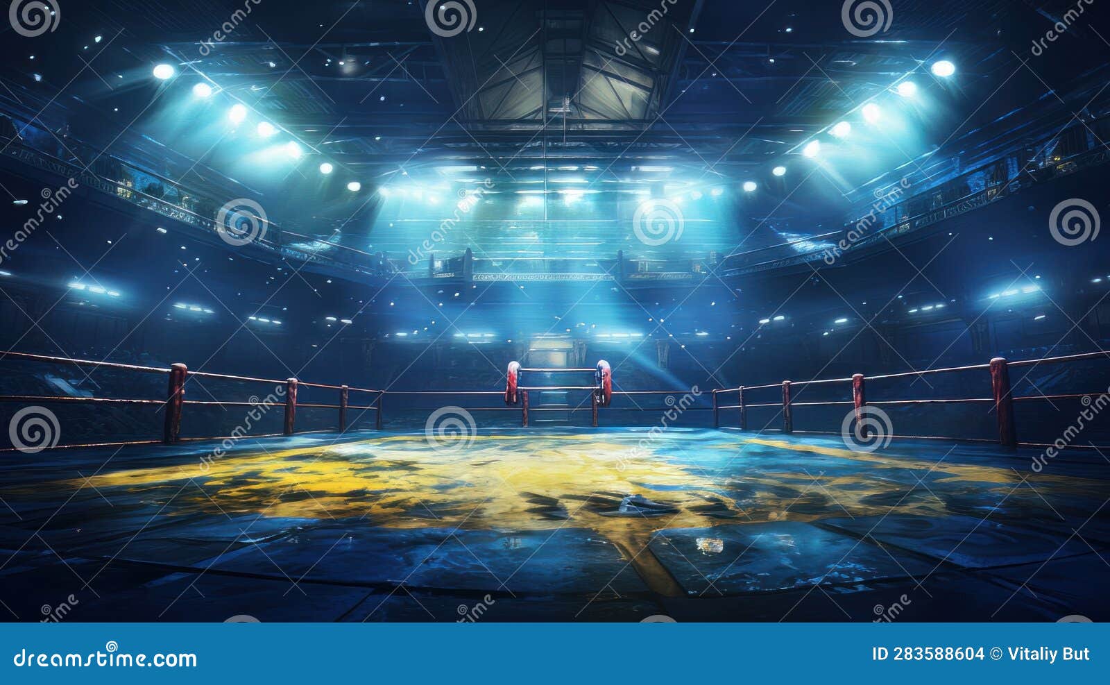 Epic Empty Boxing Ring in the Spotlight on the Fight Night AI Stock ...