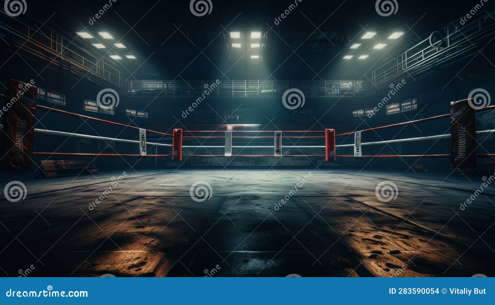 Epic Empty Boxing Ring in the Spotlight on the Fight Night AI Stock ...
