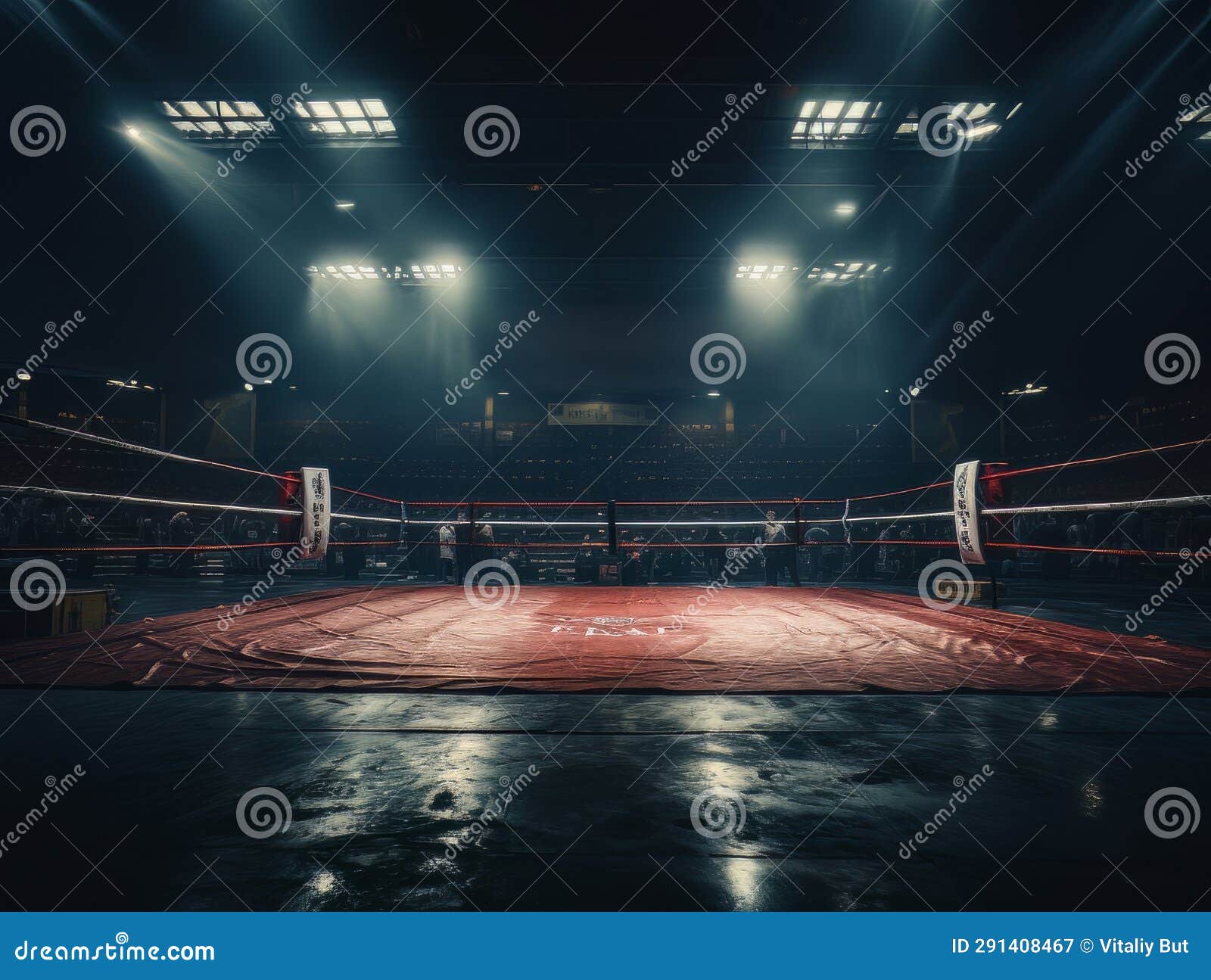 Epic Empty Boxing Ring in the Spotlight on the Fight Night AI Stock ...