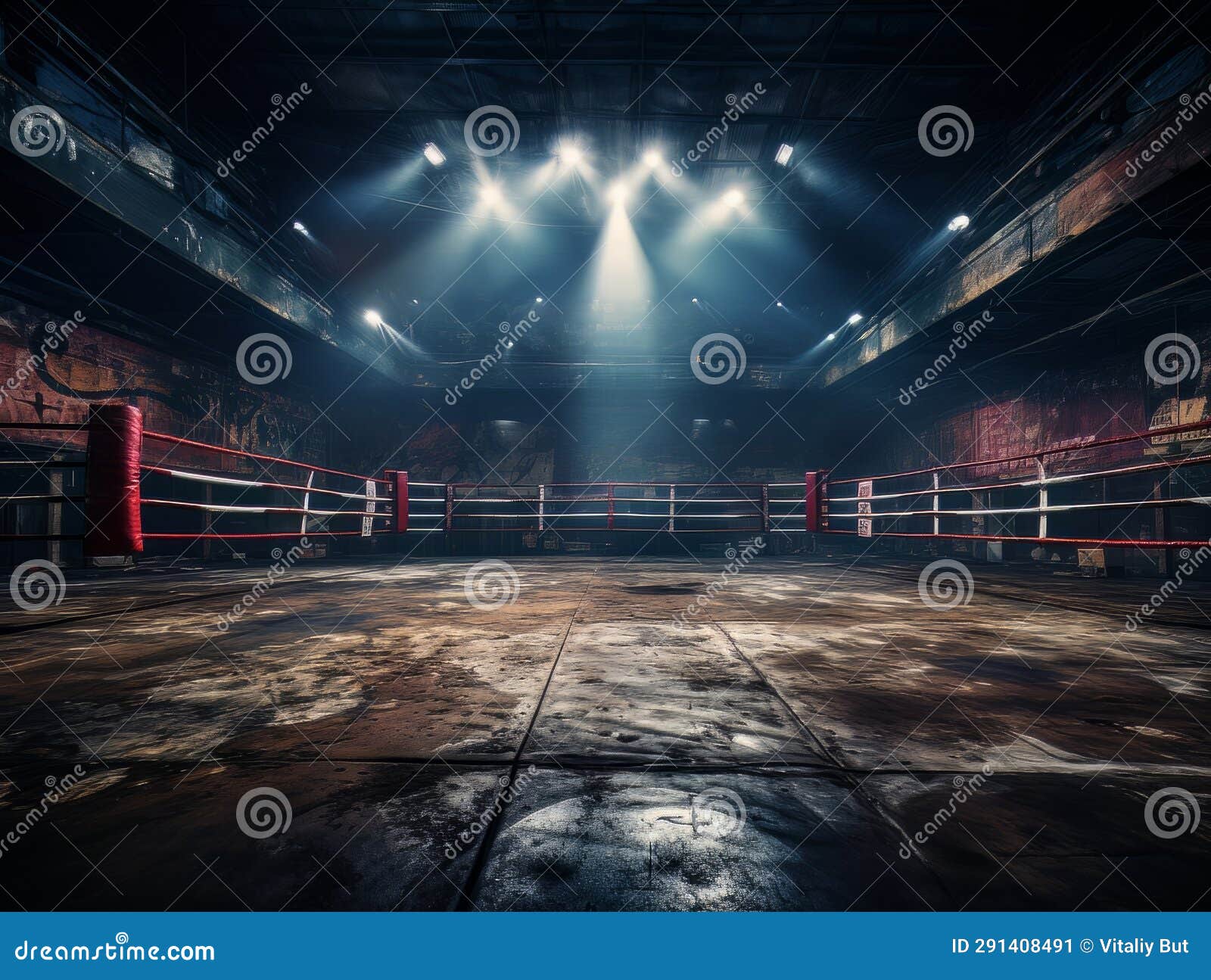 Epic Empty Boxing Ring in the Spotlight on the Fight Night AI Stock ...