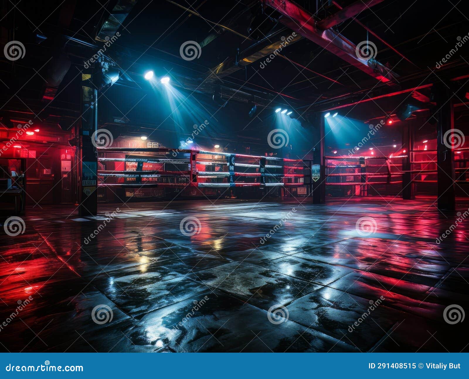 Epic Empty Boxing Ring in the Spotlight on the Fight Night AI Stock ...