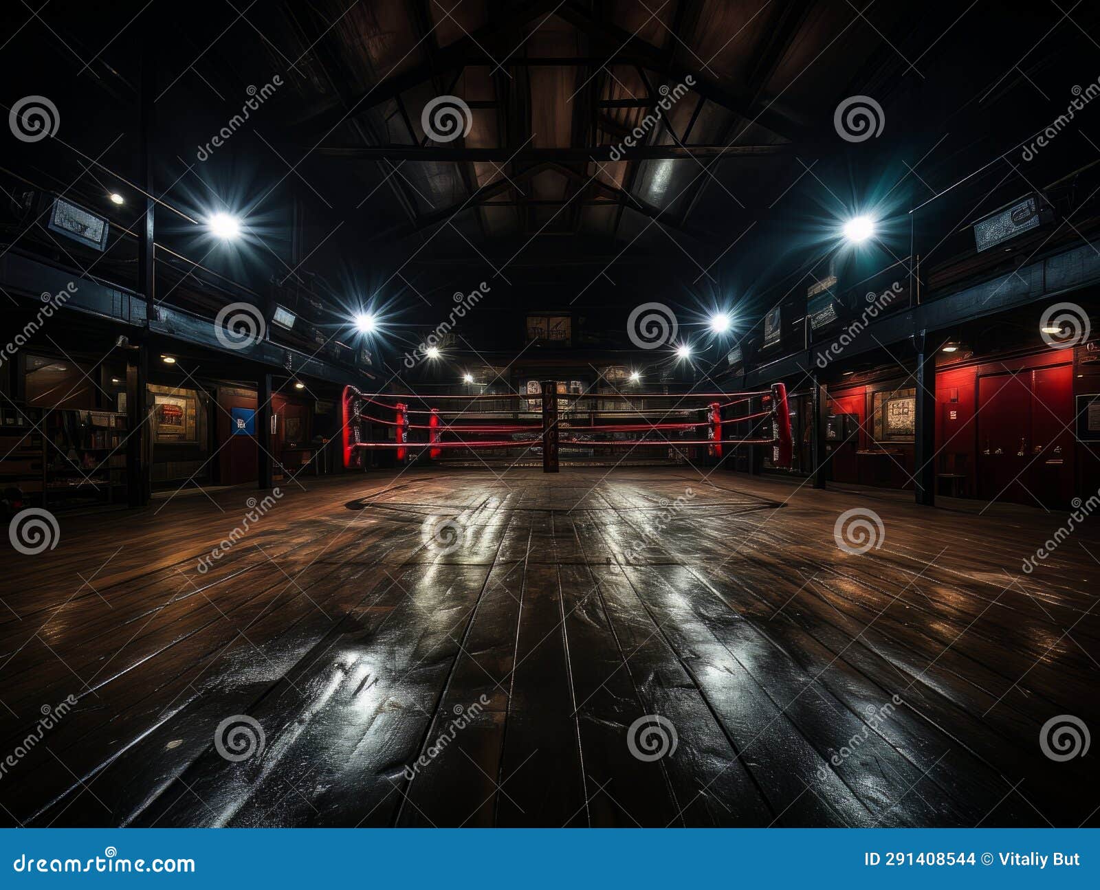 Epic Empty Boxing Ring in the Spotlight on the Fight Night AI Stock ...
