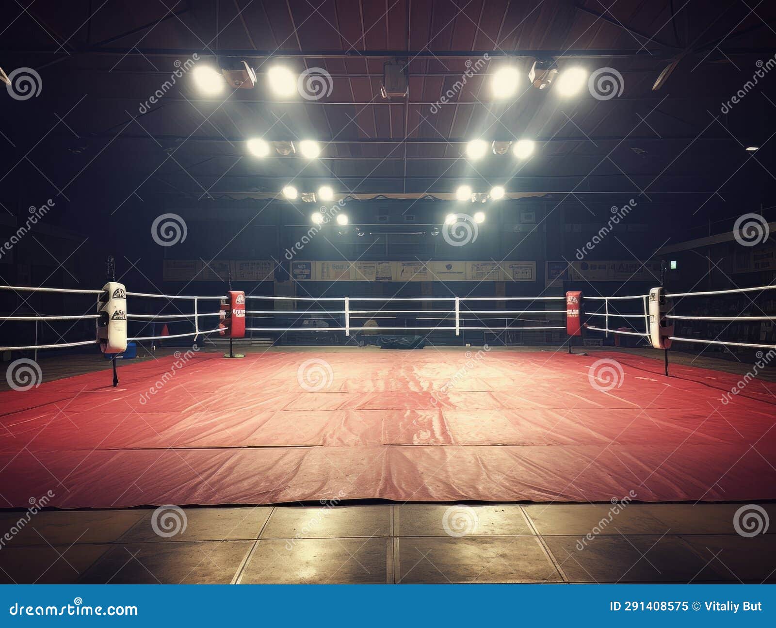Epic Empty Boxing Ring in the Spotlight on the Fight Night AI Stock ...