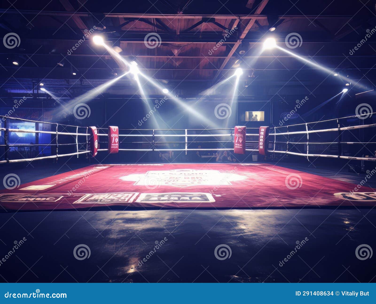 Epic Empty Boxing Ring in the Spotlight on the Fight Night AI Stock ...