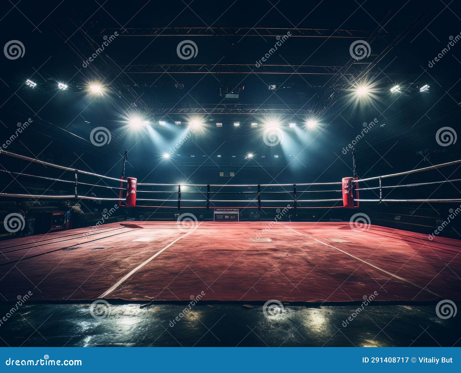 Epic Empty Boxing Ring in the Spotlight on the Fight Night AI Stock ...