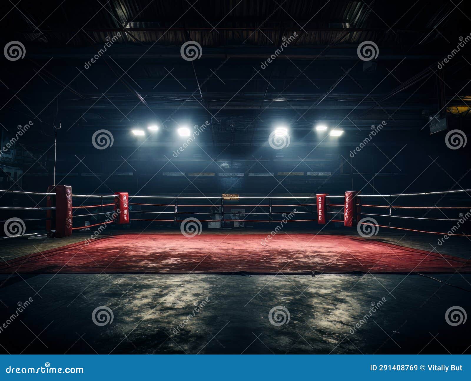Epic Empty Boxing Ring in the Spotlight on the Fight Night AI Stock ...