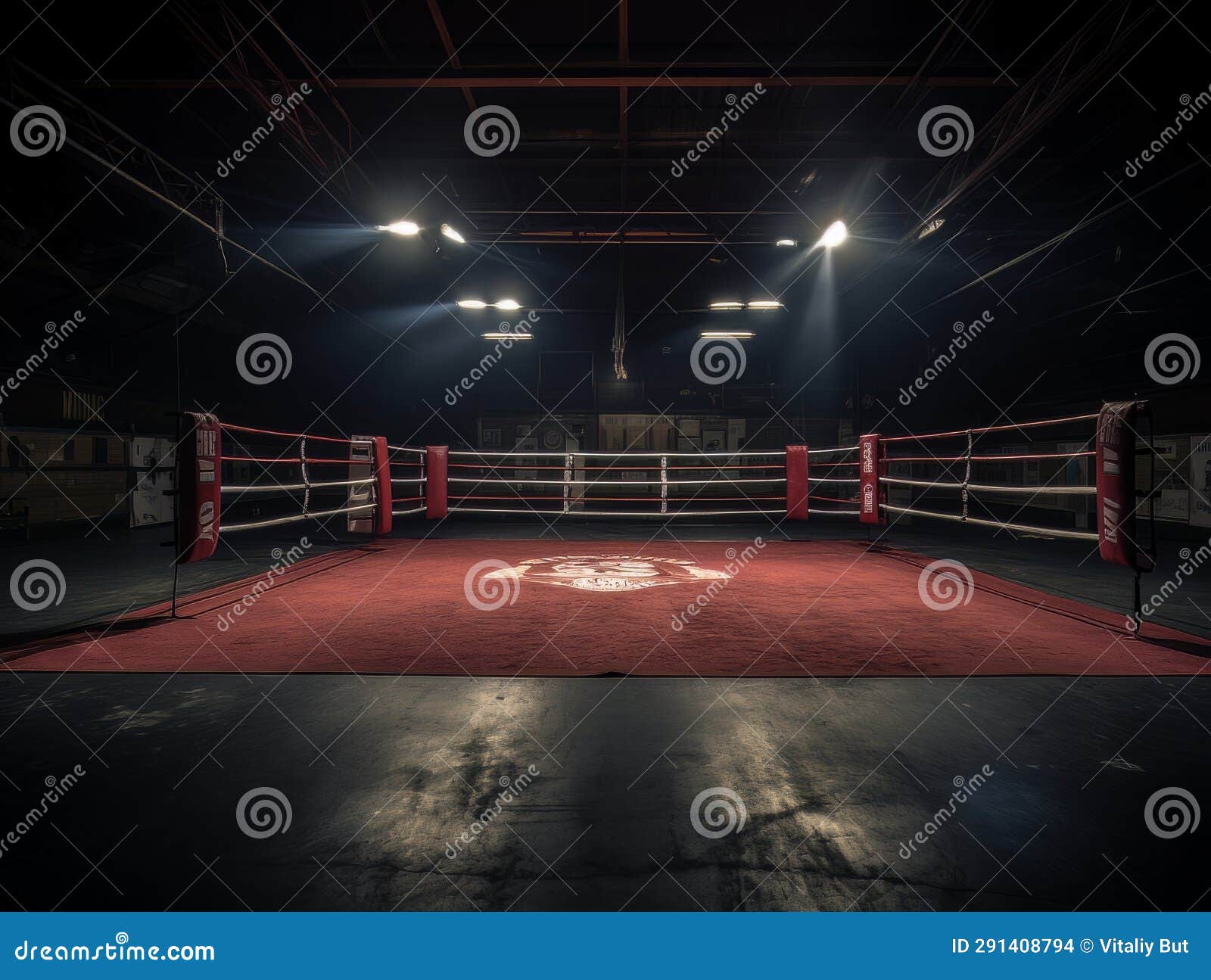 Epic Empty Boxing Ring in the Spotlight on the Fight Night AI Stock ...