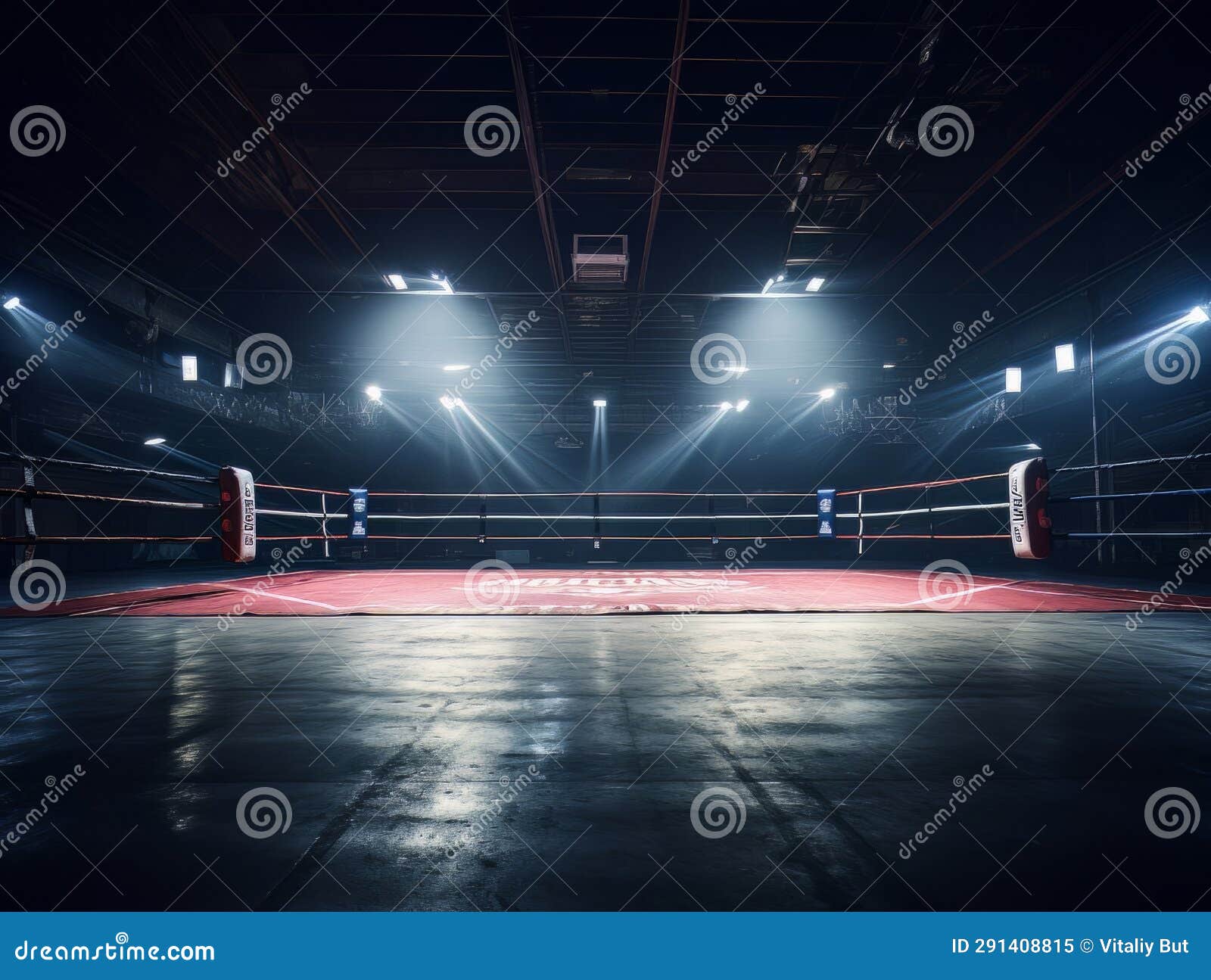 Epic Empty Boxing Ring in the Spotlight on the Fight Night AI Stock ...