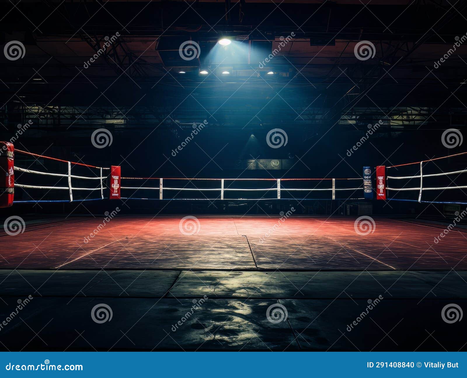 Epic Empty Boxing Ring in the Spotlight on the Fight Night AI Stock ...
