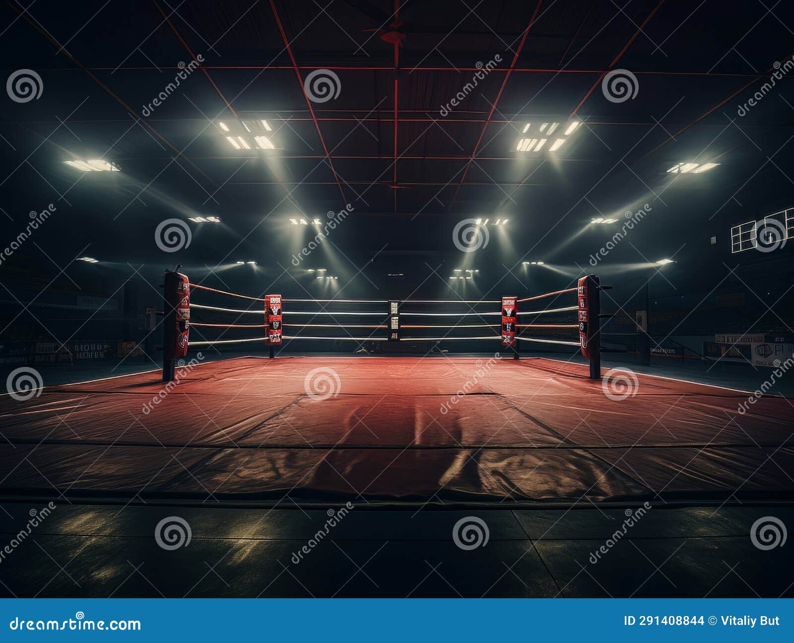 Epic Empty Boxing Ring in the Spotlight on the Fight Night AI Stock ...