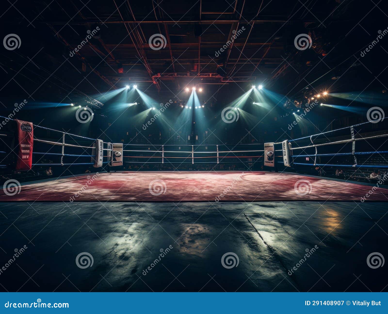 Epic Empty Boxing Ring in the Spotlight on the Fight Night AI Stock ...