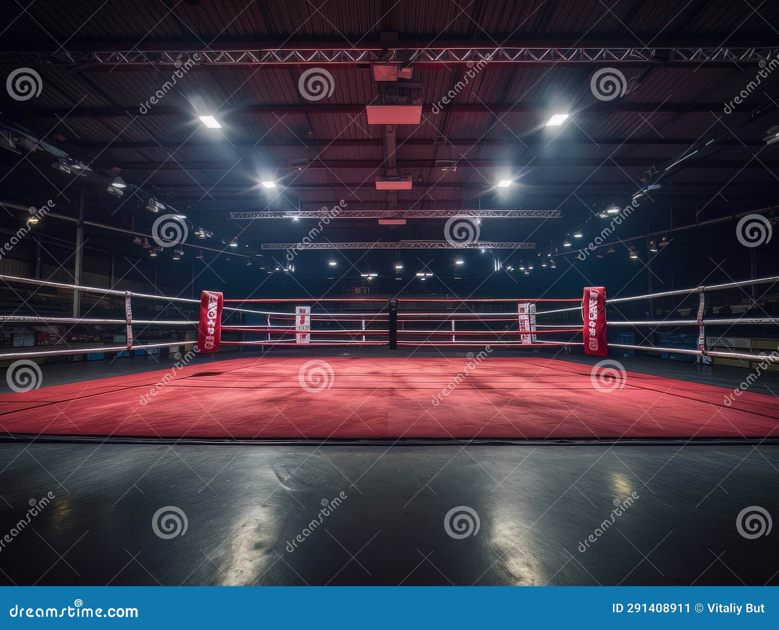 Epic Empty Boxing Ring in the Spotlight on the Fight Night AI Stock ...
