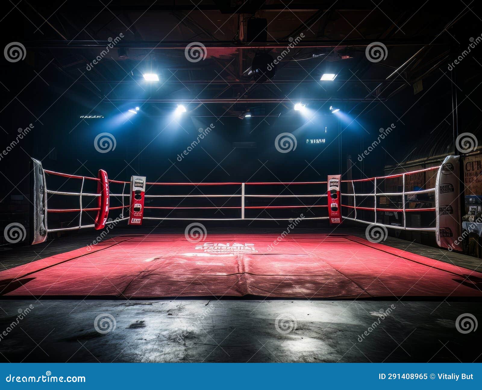 Epic Empty Boxing Ring in the Spotlight on the Fight Night AI Stock ...