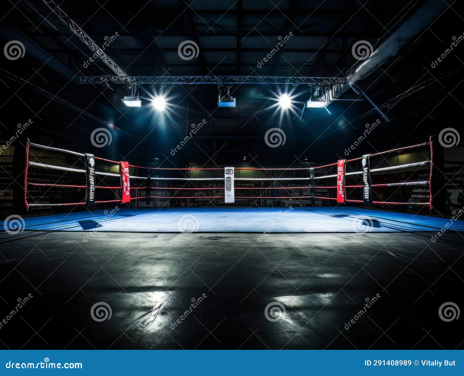 Epic Empty Boxing Ring in the Spotlight on the Fight Night AI Stock ...