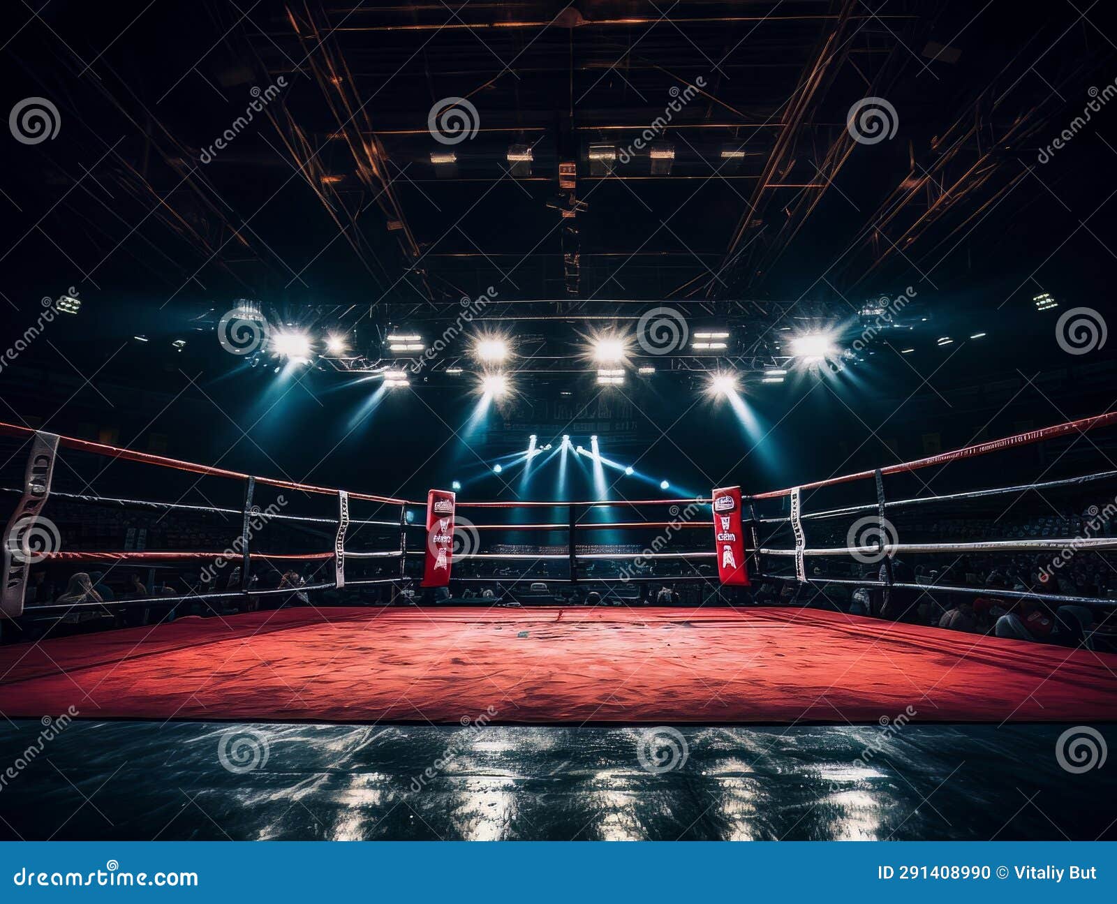 Epic Empty Boxing Ring in the Spotlight on the Fight Night AI Stock ...
