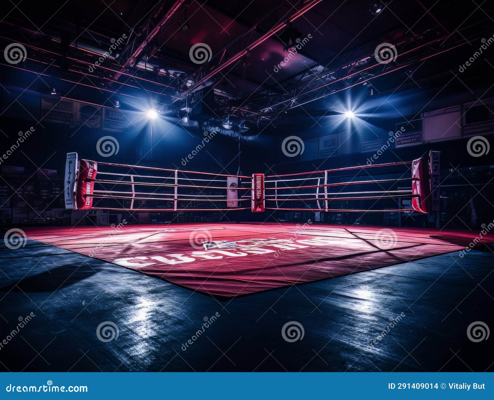 Epic Empty Boxing Ring in the Spotlight on the Fight Night AI Stock ...