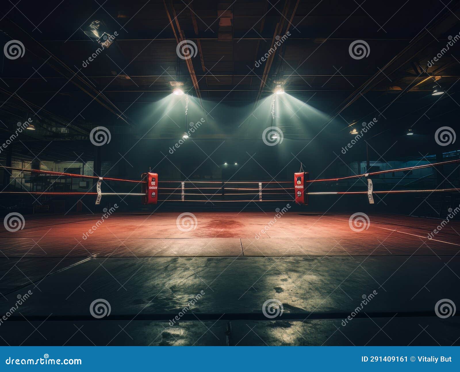 Epic Empty Boxing Ring in the Spotlight on the Fight Night AI Stock ...