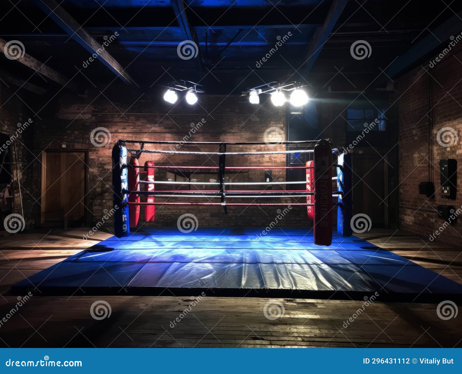 Epic Empty Boxing Ring in the Spotlight on the Fight Night AI Stock ...