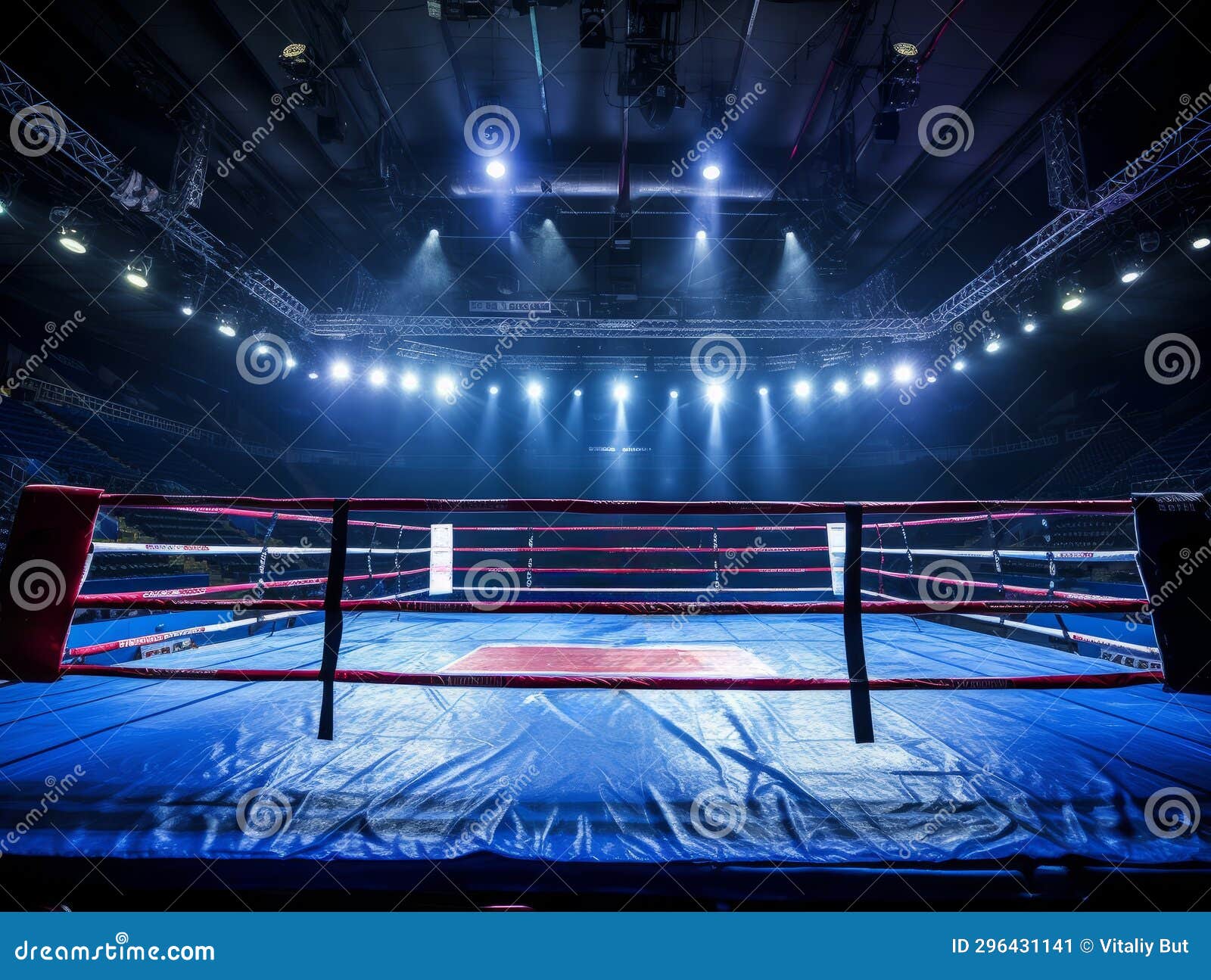 Epic Empty Boxing Ring in the Spotlight on the Fight Night AI Stock ...