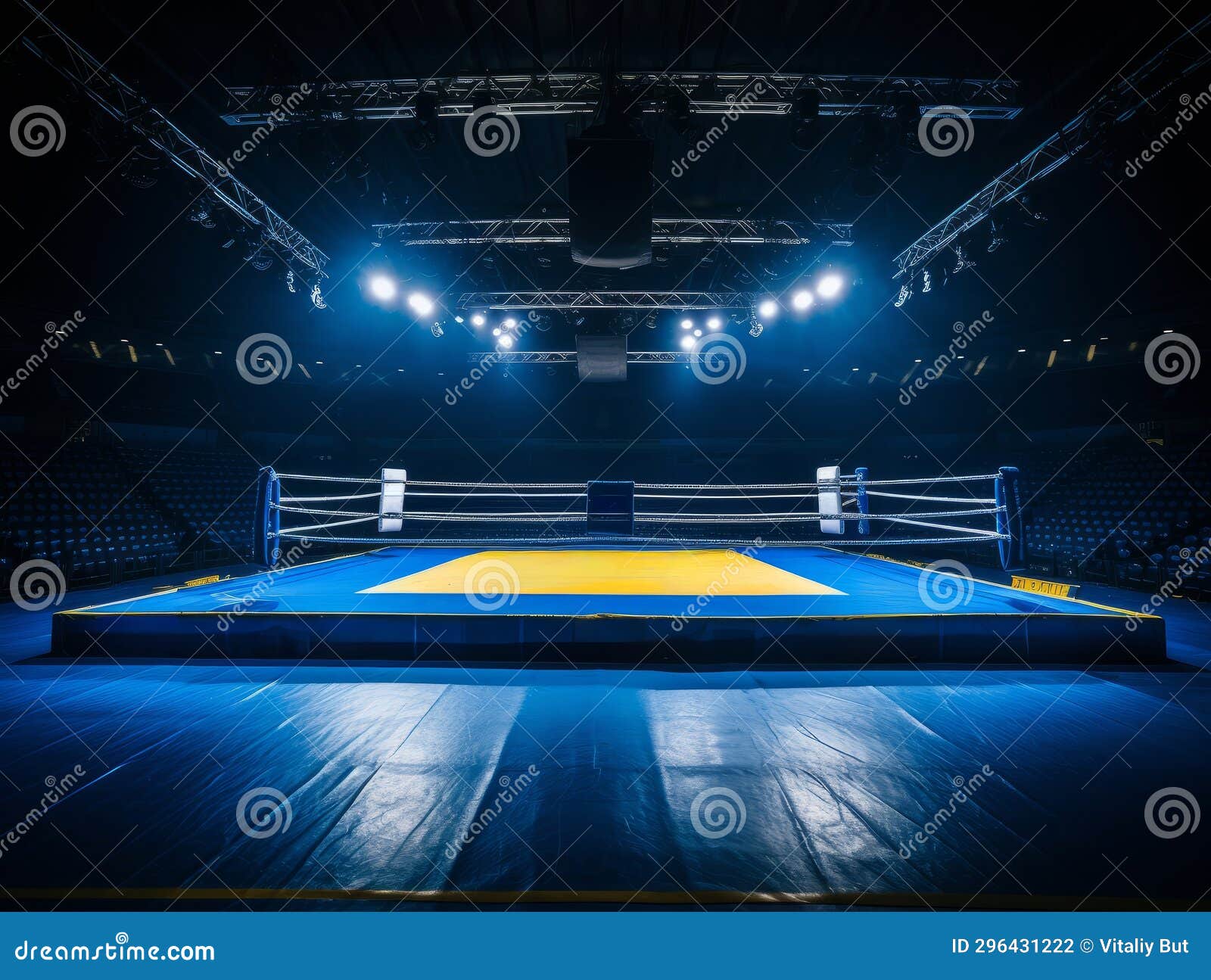 Epic Empty Boxing Ring in the Spotlight on the Fight Night AI Stock ...