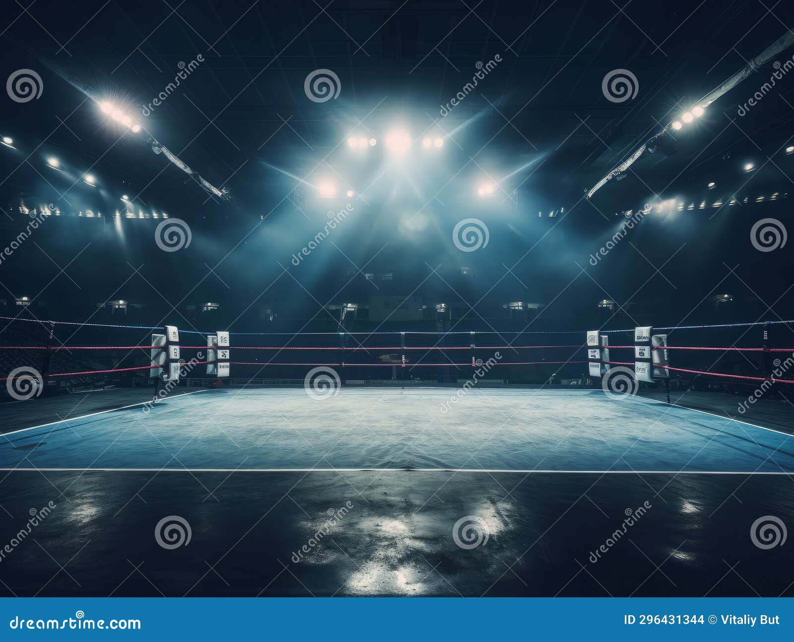 Epic Empty Boxing Ring in the Spotlight on the Fight Night AI Stock ...
