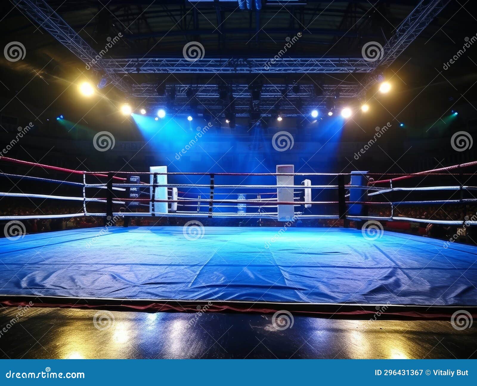 Epic Empty Boxing Ring in the Spotlight on the Fight Night AI Stock ...