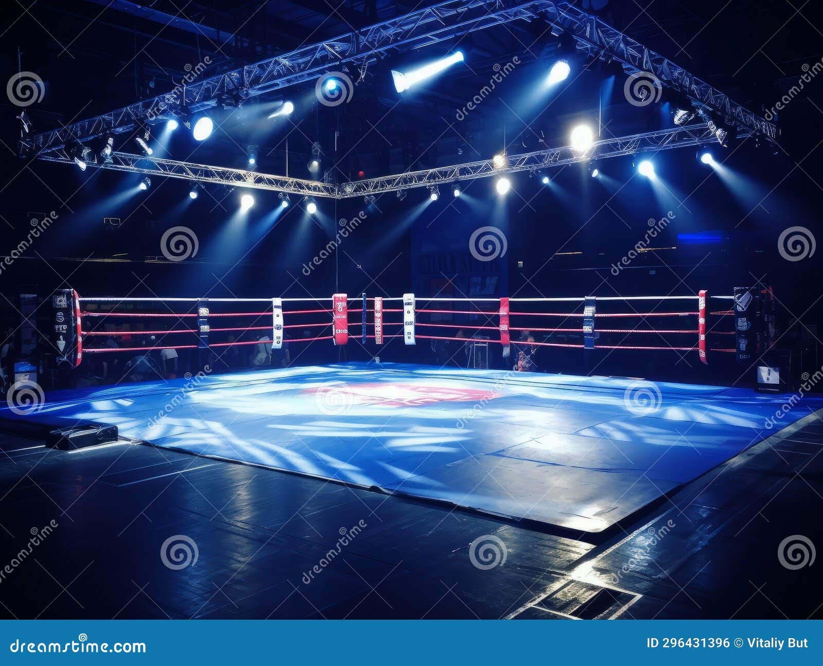 Epic Empty Boxing Ring in the Spotlight on the Fight Night AI Stock ...