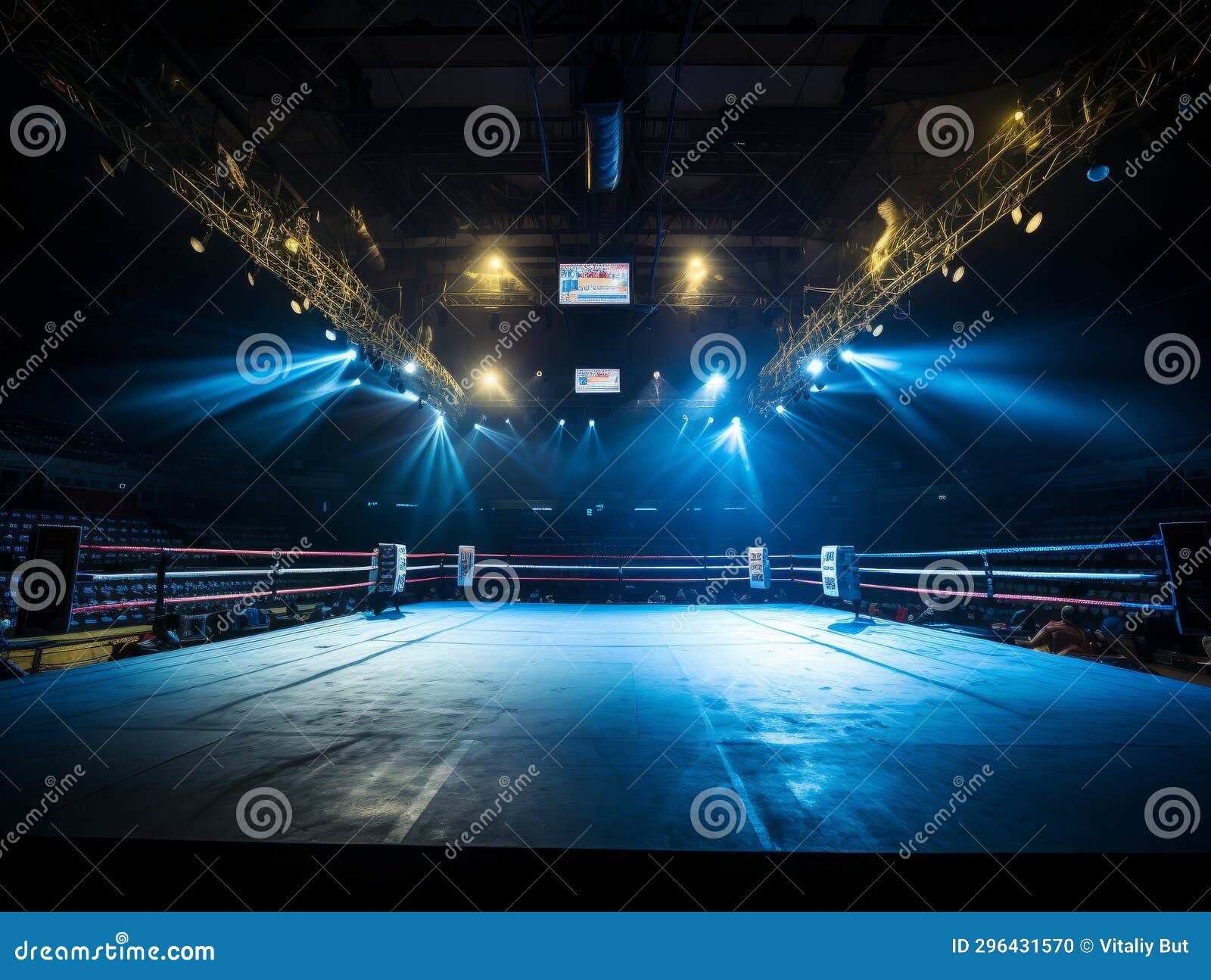 Epic Empty Boxing Ring in the Spotlight on the Fight Night AI Stock ...