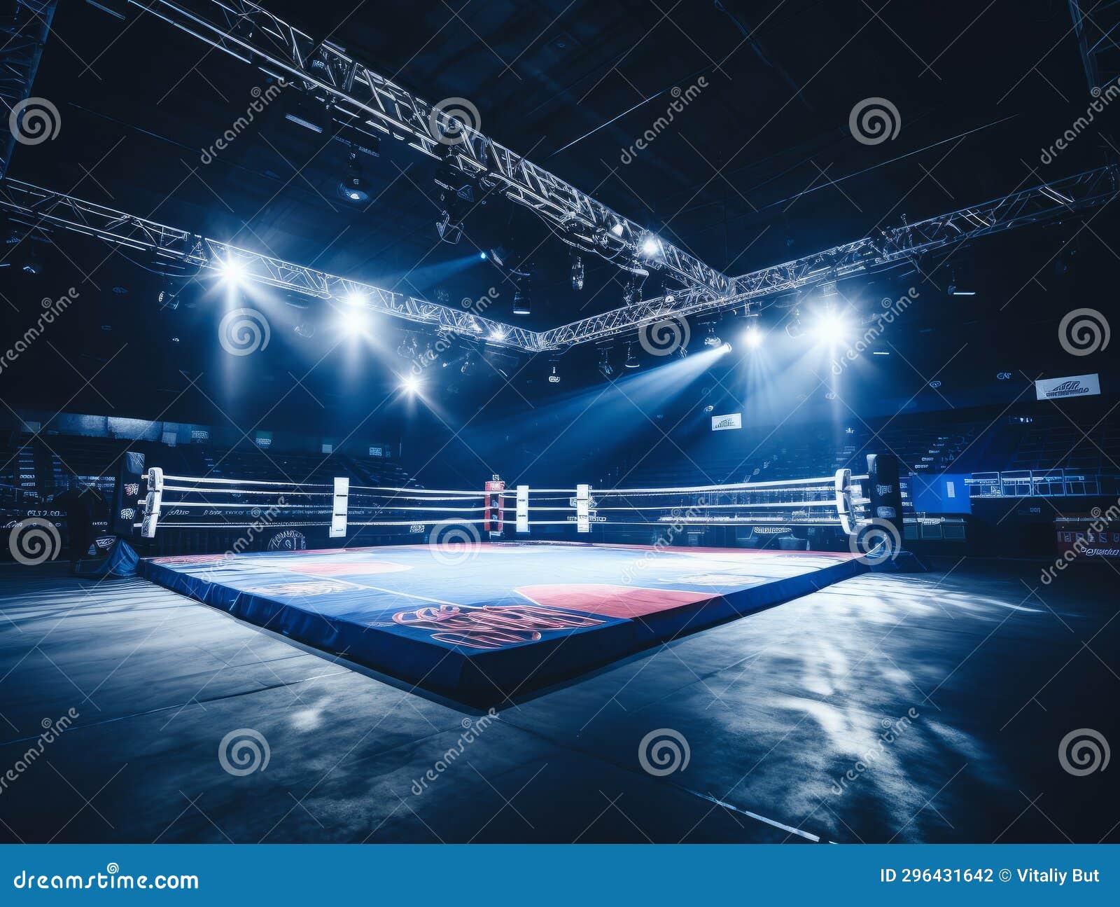 Epic Empty Boxing Ring in the Spotlight on the Fight Night AI Stock ...
