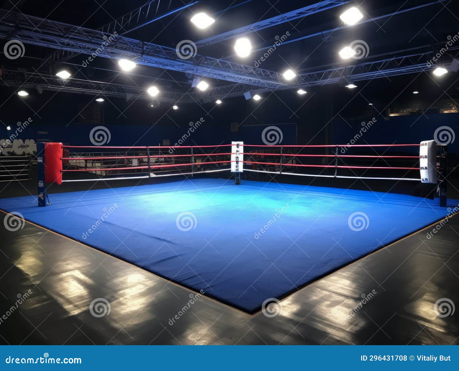 Epic Empty Boxing Ring in the Spotlight on the Fight Night AI Stock ...