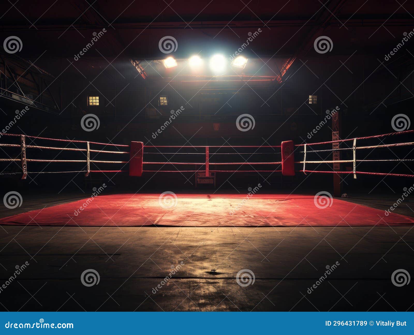 Epic Empty Boxing Ring in the Spotlight on the Fight Night AI Stock ...