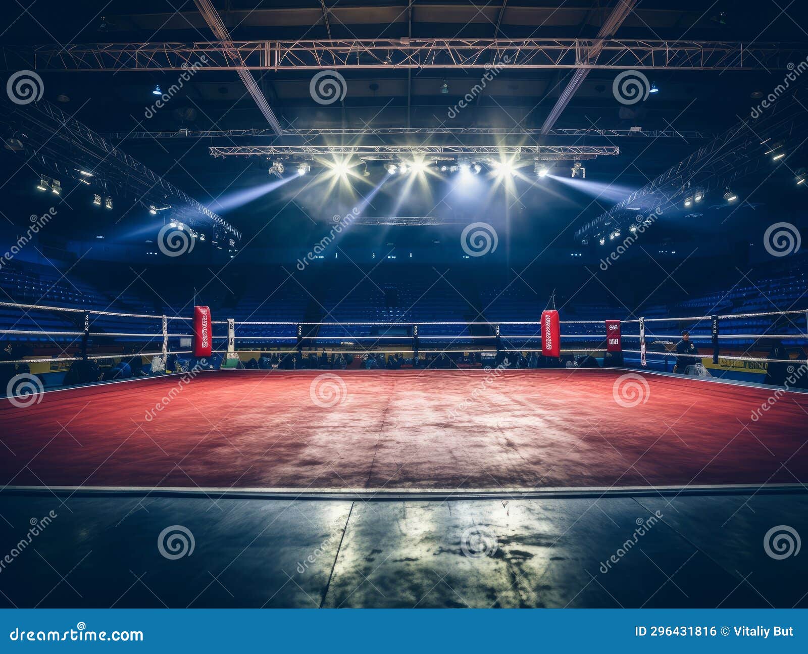 Epic Empty Boxing Ring in the Spotlight on the Fight Night AI Stock ...