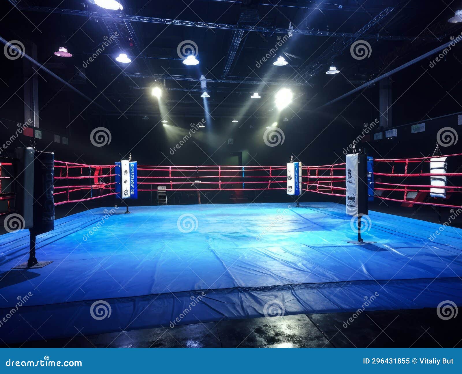 Epic Empty Boxing Ring in the Spotlight on the Fight Night AI Stock ...