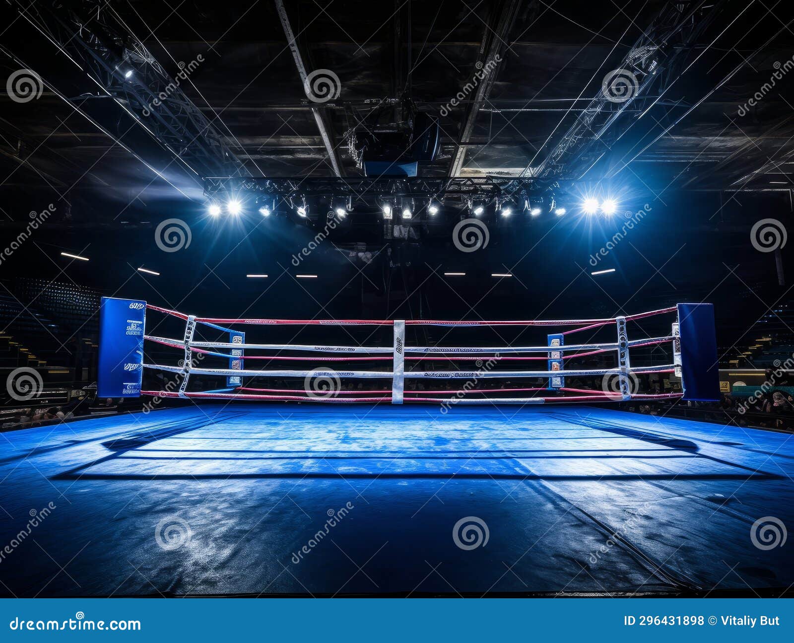 Epic Empty Boxing Ring in the Spotlight on the Fight Night AI Stock ...