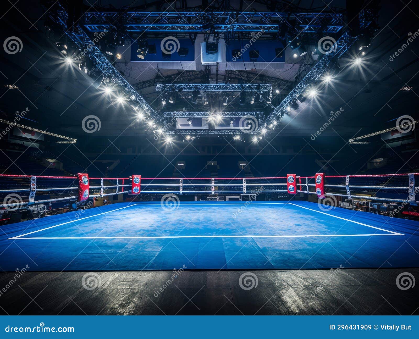Epic Empty Boxing Ring in the Spotlight on the Fight Night AI Stock ...