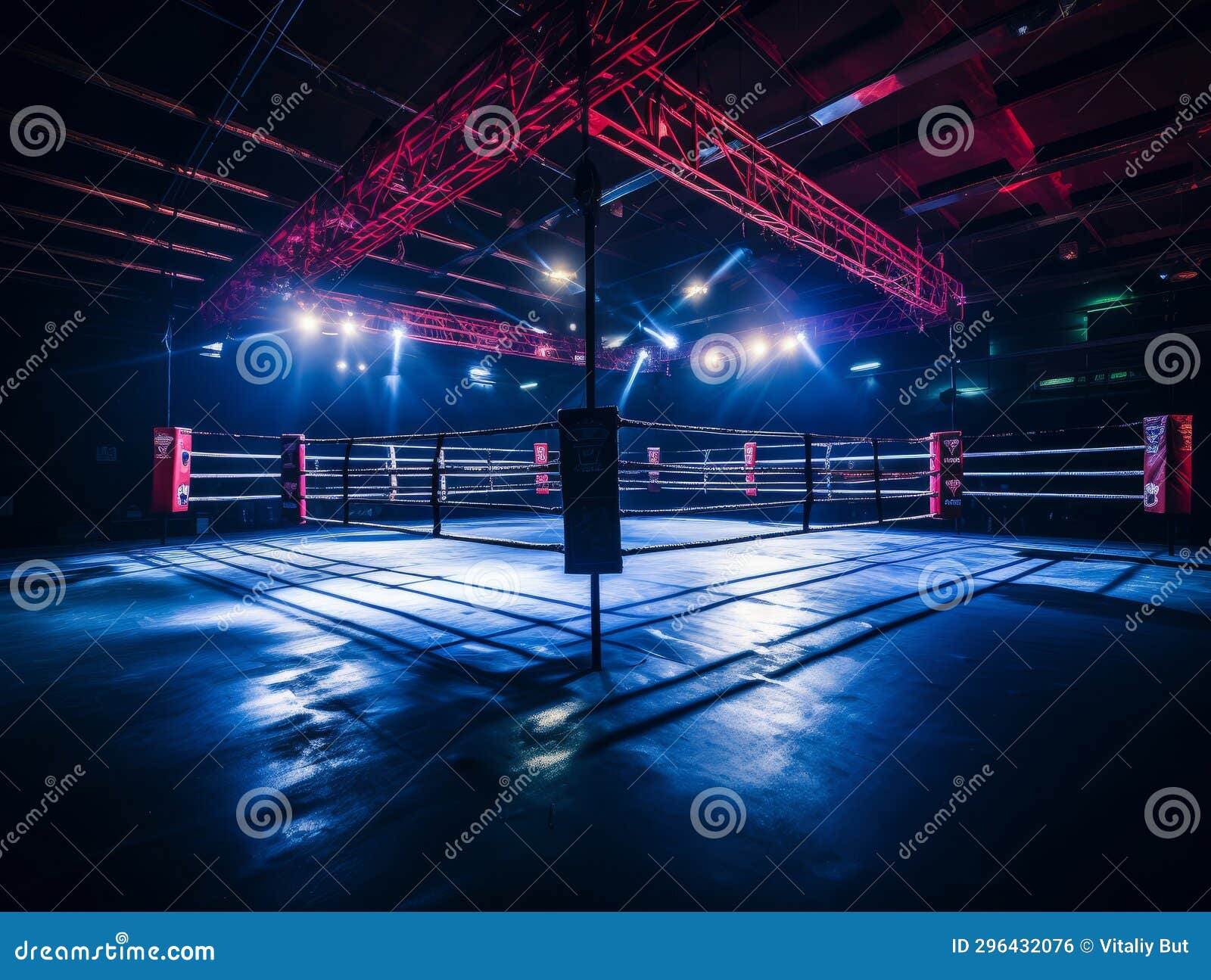 Epic Empty Boxing Ring in the Spotlight on the Fight Night AI Stock ...