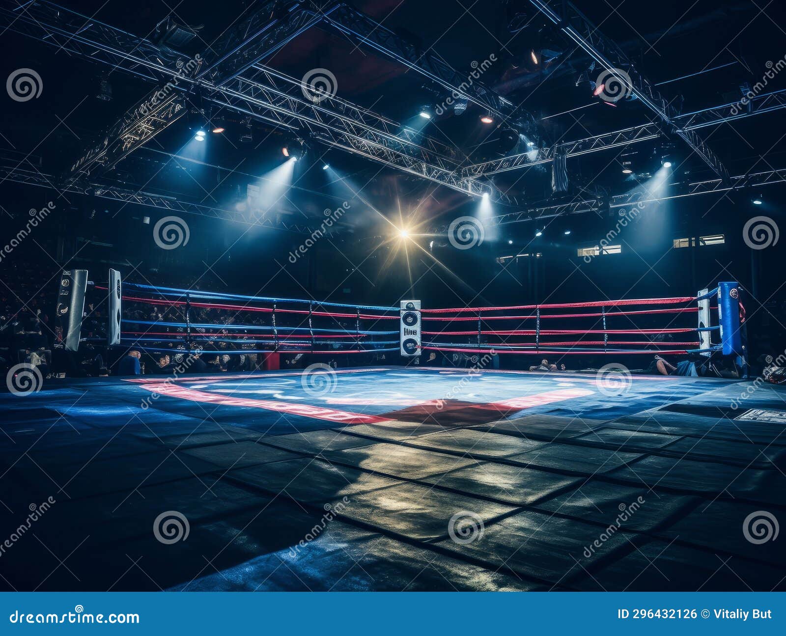 Epic Empty Boxing Ring in the Spotlight on the Fight Night AI Stock ...
