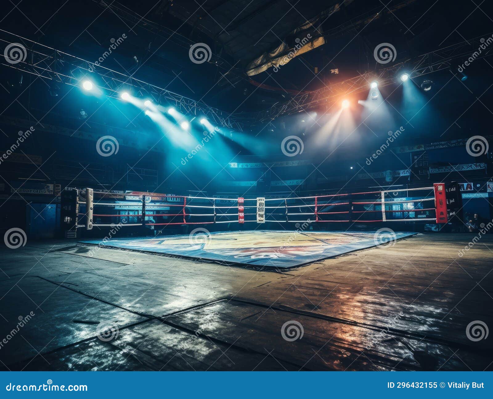 Epic Empty Boxing Ring in the Spotlight on the Fight Night AI Stock ...