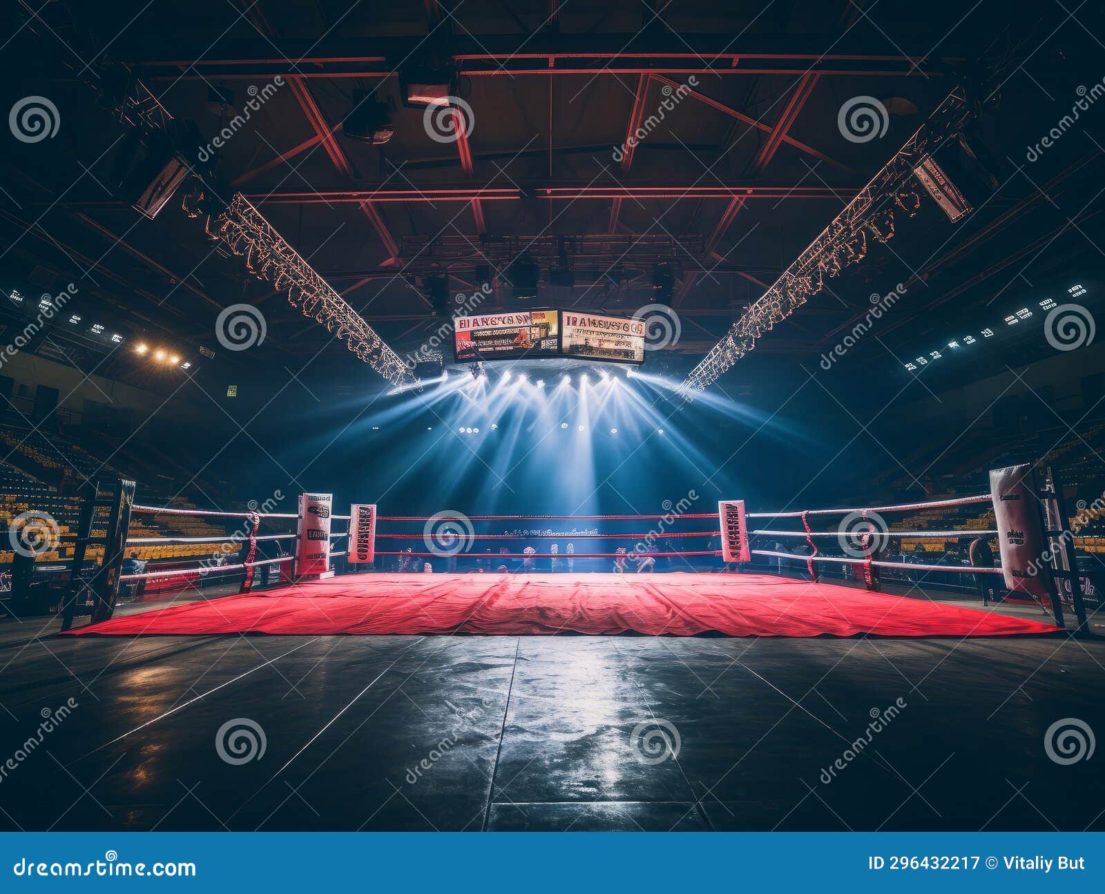 Epic Empty Boxing Ring in the Spotlight on the Fight Night AI Stock ...