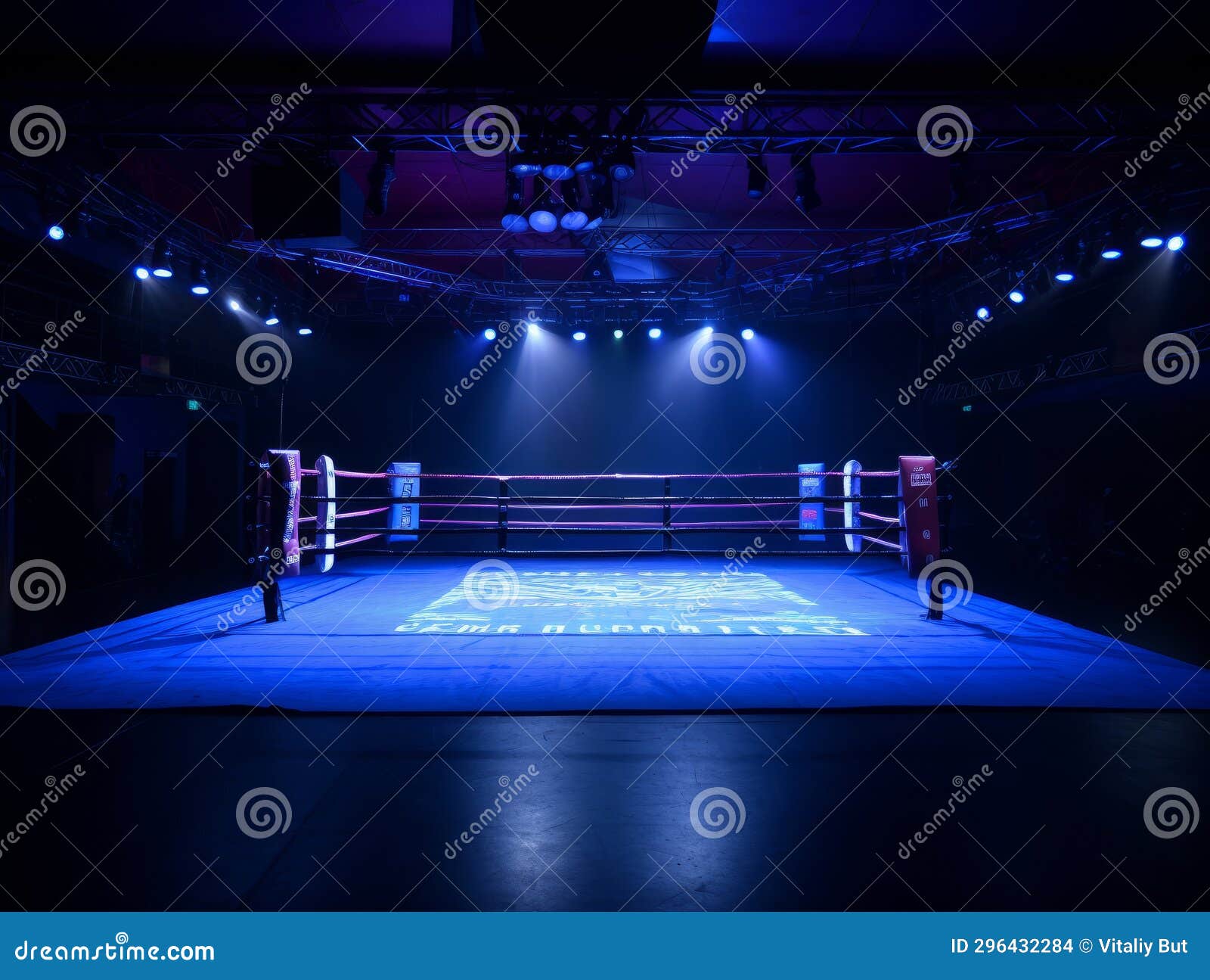 Epic Empty Boxing Ring in the Spotlight on the Fight Night AI Stock ...