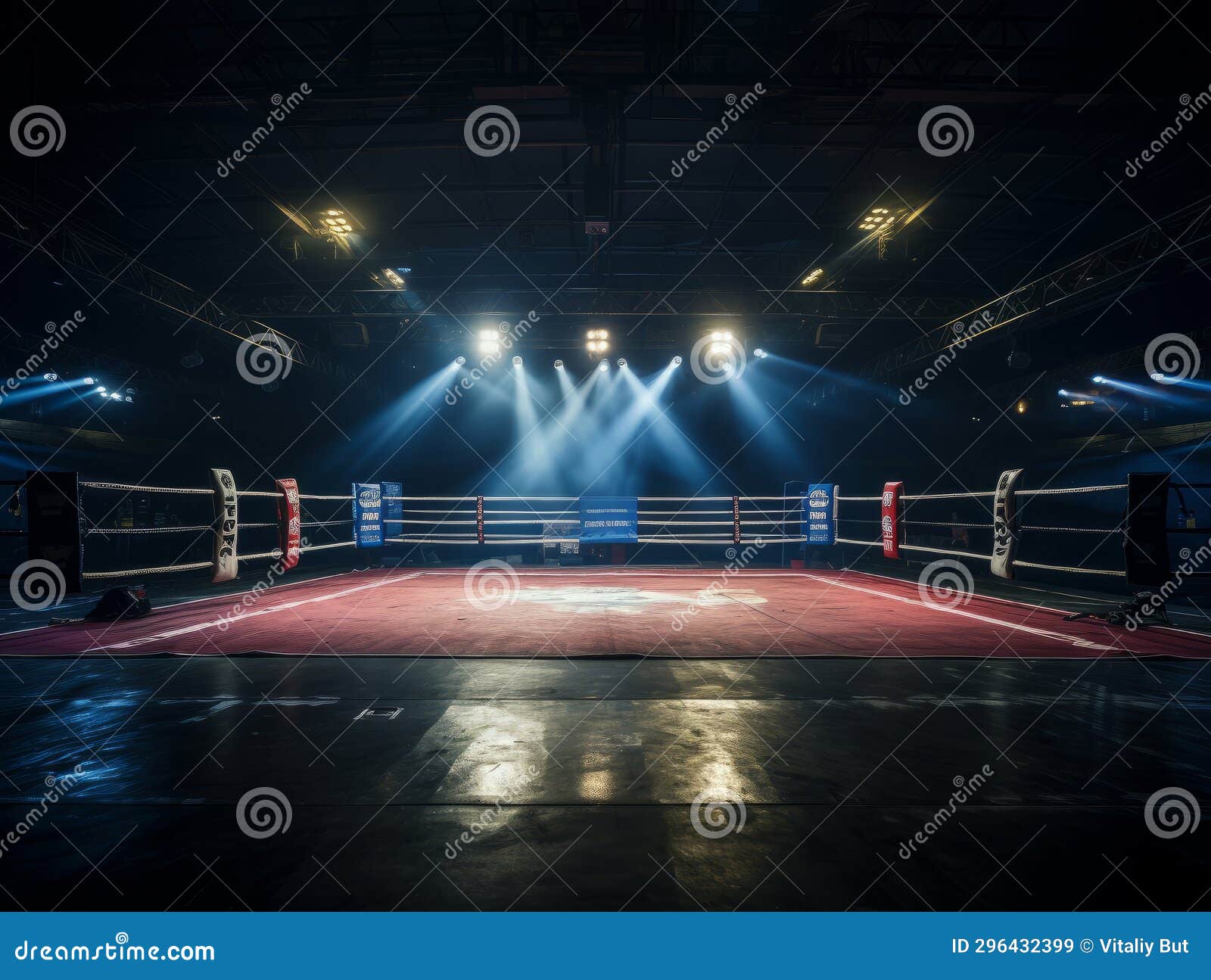 Epic Empty Boxing Ring in the Spotlight on the Fight Night AI Stock ...