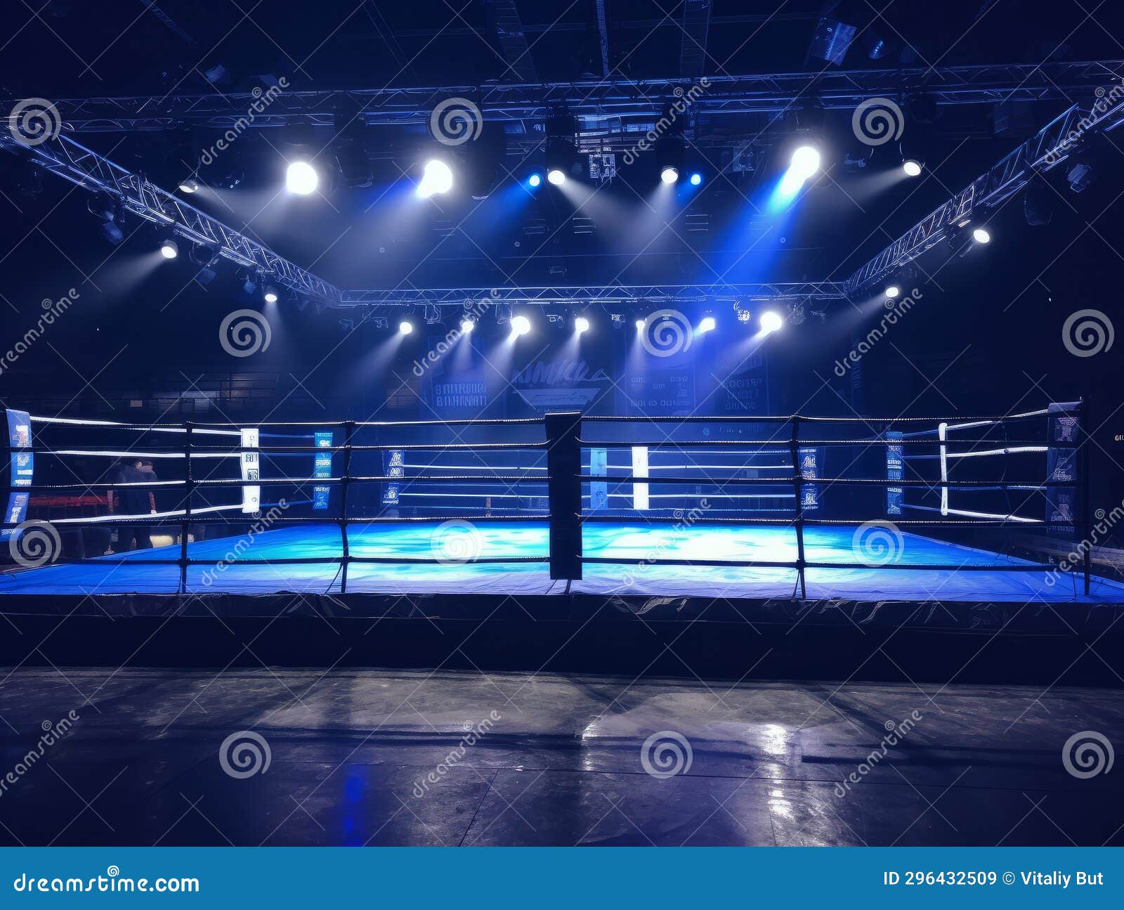 Epic Empty Boxing Ring in the Spotlight on the Fight Night AI Stock ...