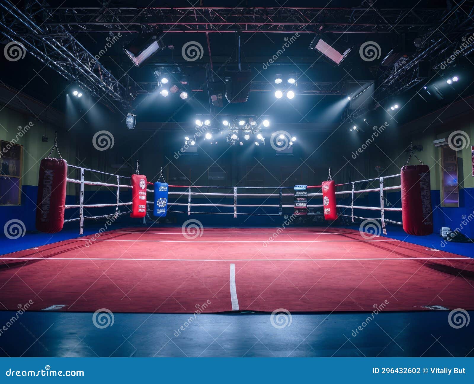 Epic Empty Boxing Ring in the Spotlight on the Fight Night AI Stock ...