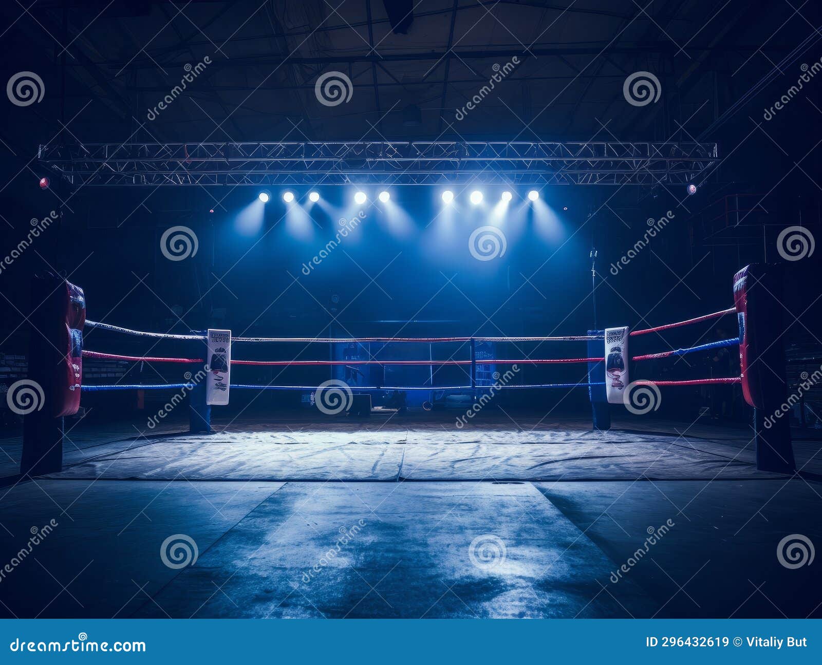 Epic Empty Boxing Ring in the Spotlight on the Fight Night AI Stock ...