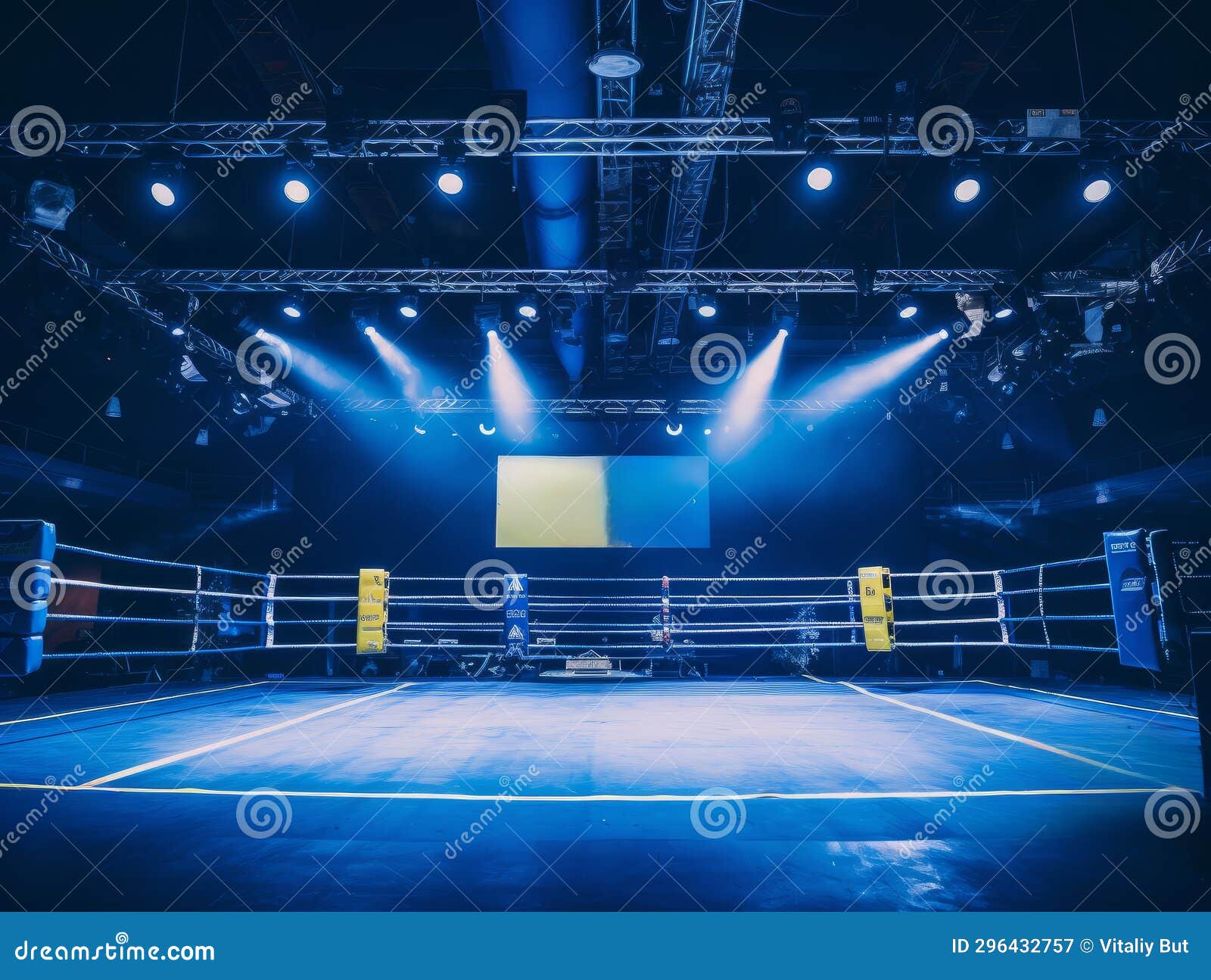 Epic Empty Boxing Ring in the Spotlight on the Fight Night AI Stock ...