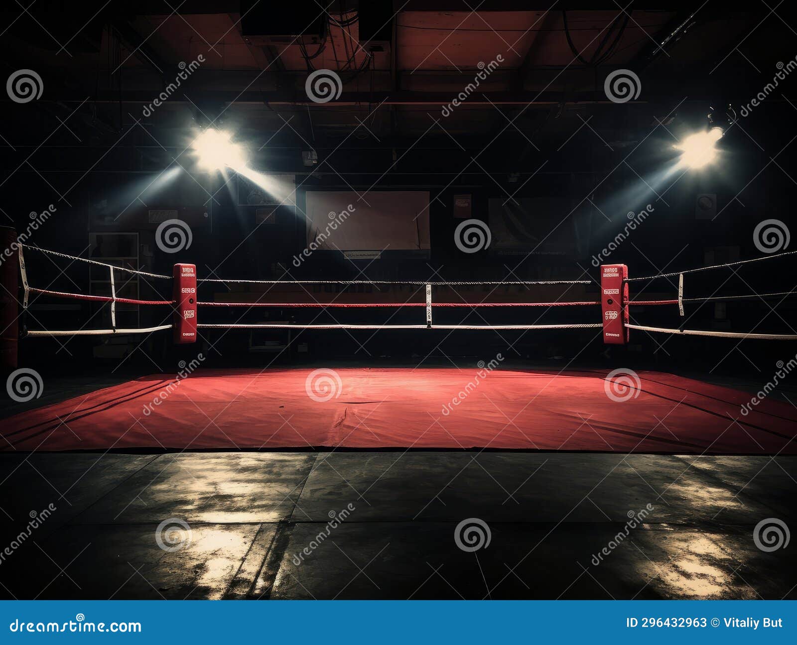 Epic Empty Boxing Ring in the Spotlight on the Fight Night AI Stock ...