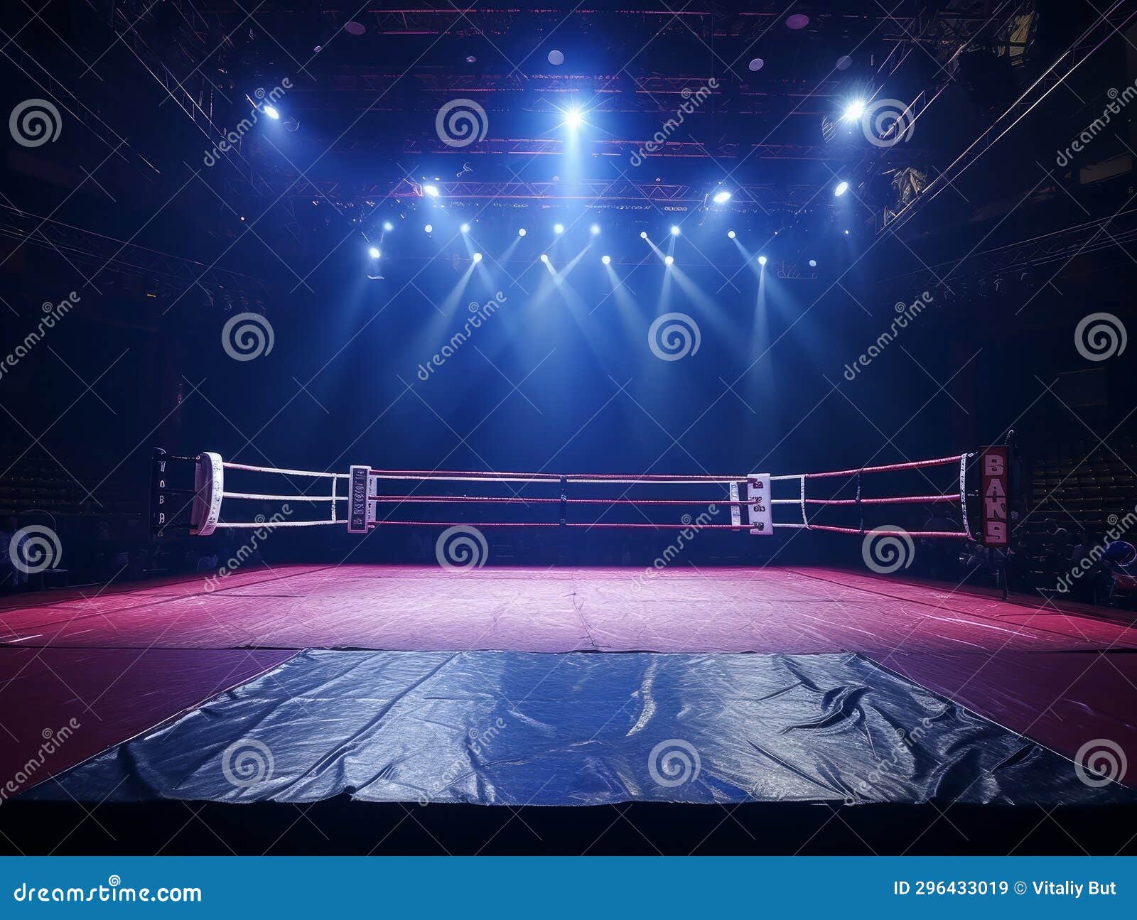 Epic Empty Boxing Ring in the Spotlight on the Fight Night AI Stock ...